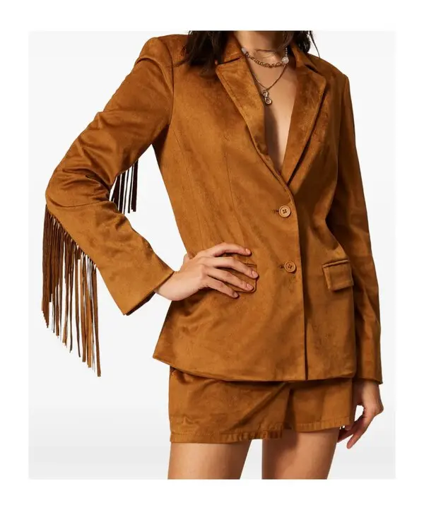 TWINSET Fringed Faux-suede Blazer