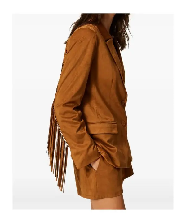 TWINSET Fringed Faux-suede Blazer
