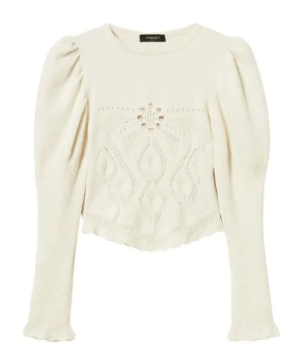 TWINSET Open-knit Puff-sleeve Jumper
