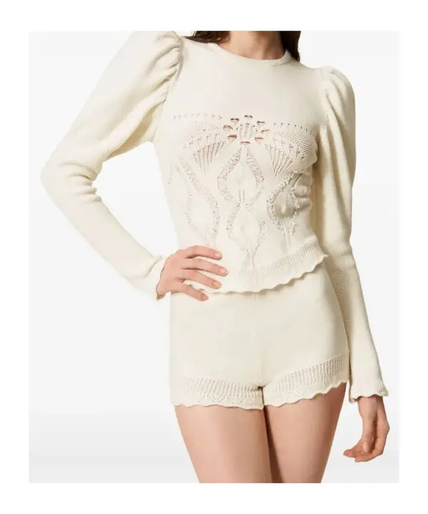 TWINSET Open-knit Puff-sleeve Jumper