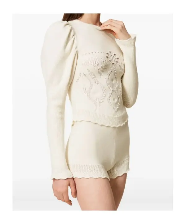 TWINSET Open-knit Puff-sleeve Jumper