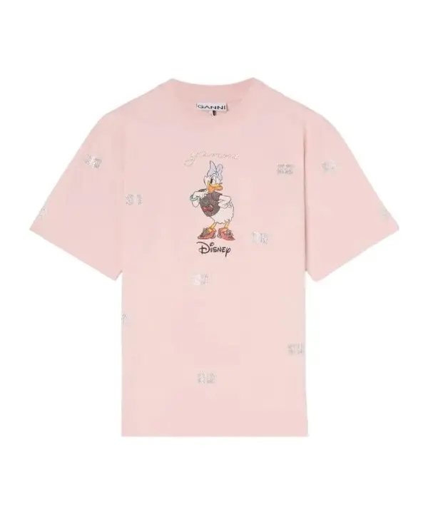 GANNI Daisy Duck Printed T-shirt - Nude