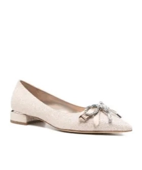 JIMMY CHOO Crystal-bow Glitter Ballet Flats