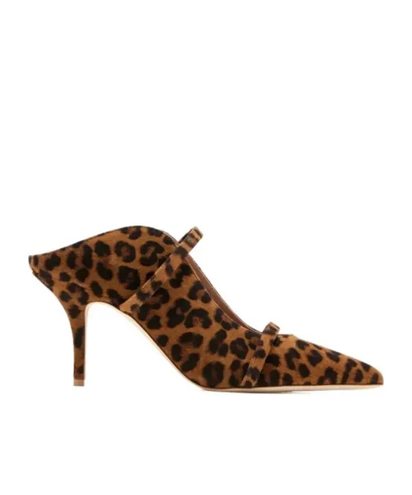 MALONE SOULIERS Leopard Strap Mules - Brown