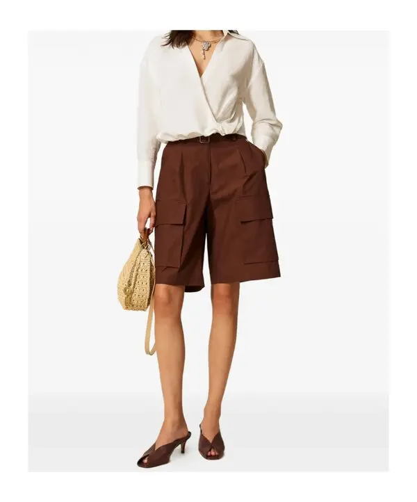 TWINSET Belted Cargo Bermuda Shorts