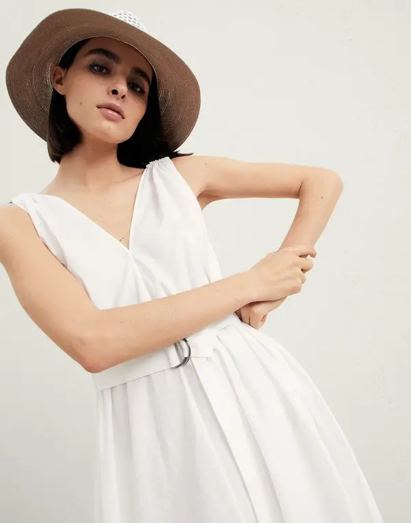 Brunello Cucinelli Belted Pleated Midi Dress