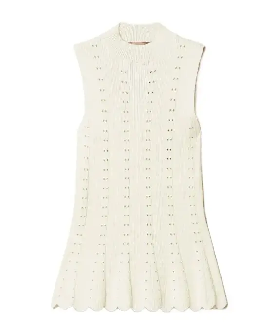 TWINSET Mock-neck Scalloped-trim Top - White