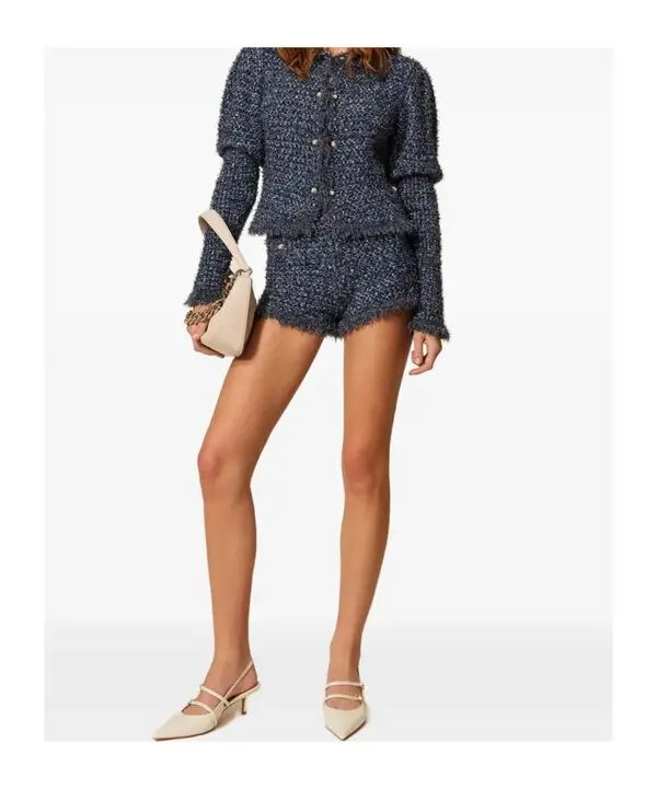 TWINSET Frayed Jacquard Knit Shorts