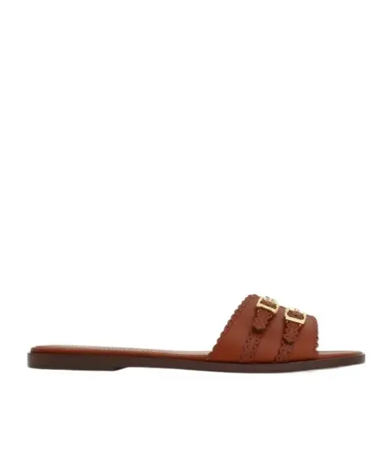 Zimmermann Goldie Buckles Scalloped Leather Sandals