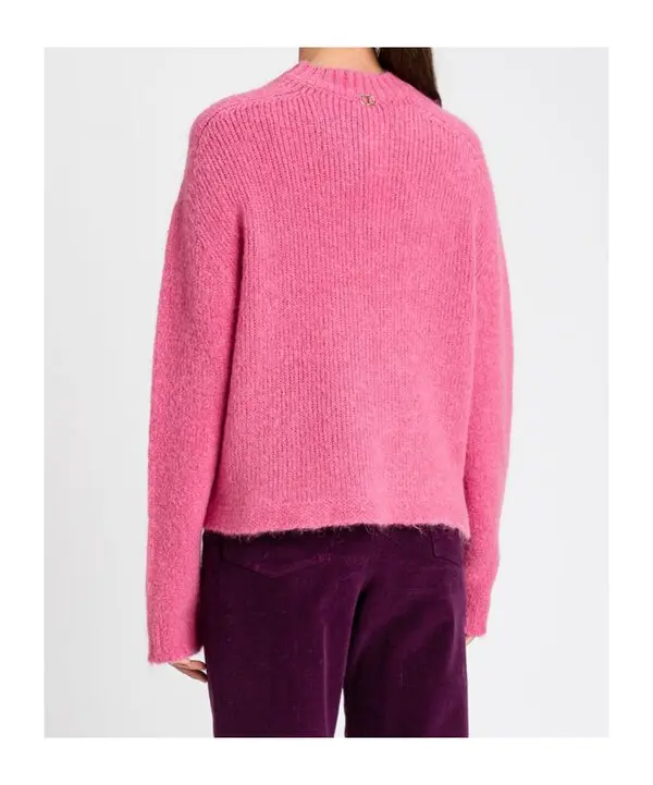 TWINSET Crew-neck Metallic Logo Sweater