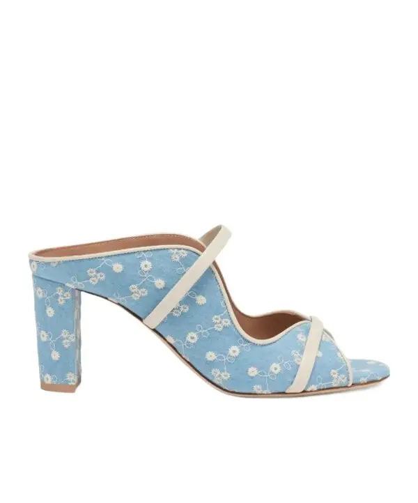 MALONE SOULIERS Norah Floral-printed Heeled Sandals - Blue
