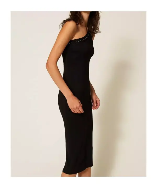 TWINSET Studded One-shoulder Knit Dress