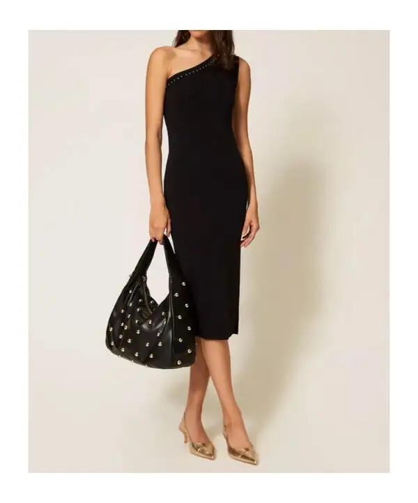 TWINSET Studded One-shoulder Knit Dress