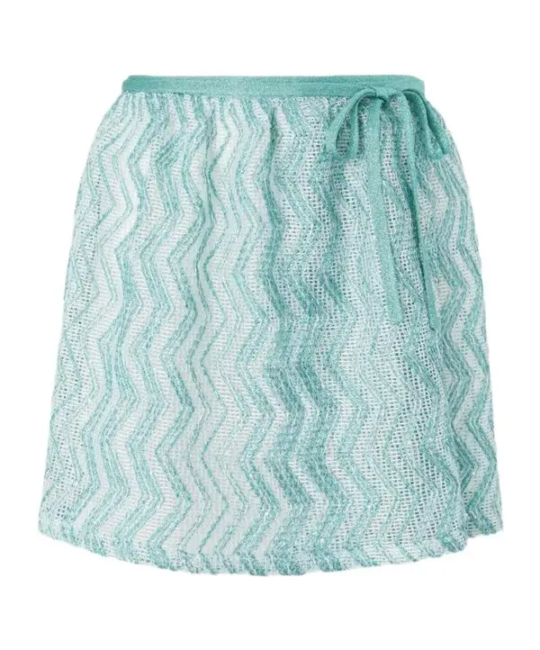 Missoni Zigzag-pattern Side-tie Mini Skirt - Blue