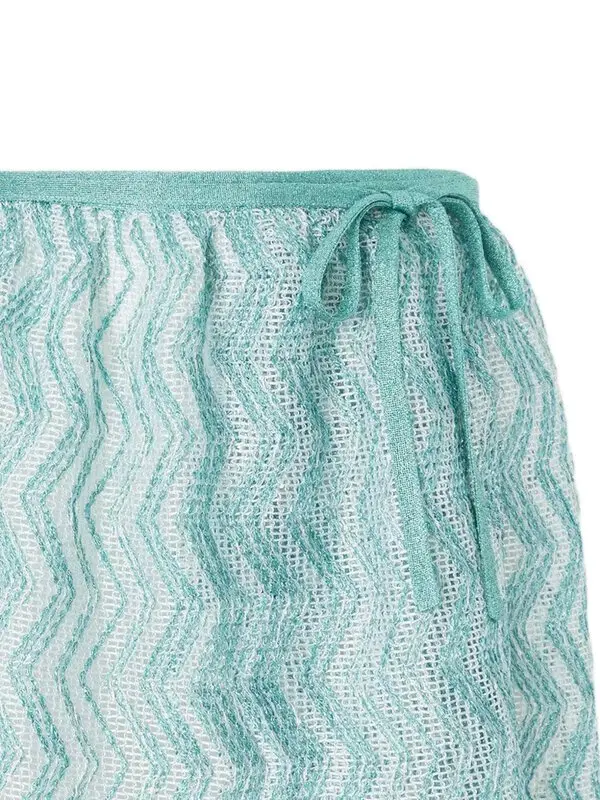 Missoni Zigzag-pattern Side-tie Mini Skirt - Blue