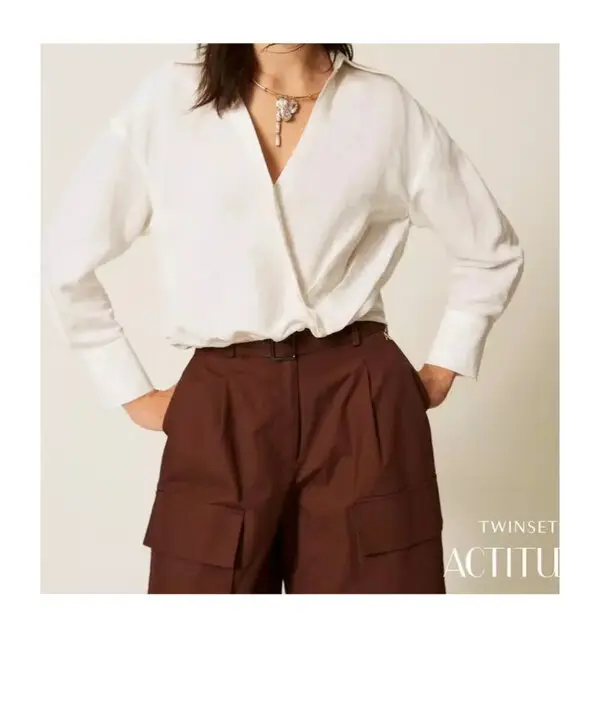 TWINSET Wrap-effect Silk-blend Shirt