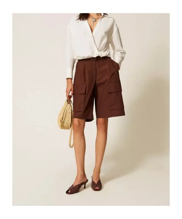 TWINSET Wrap-effect Silk-blend Shirt