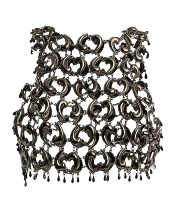 Etro Crop Top With See-through Metal Paisley Details