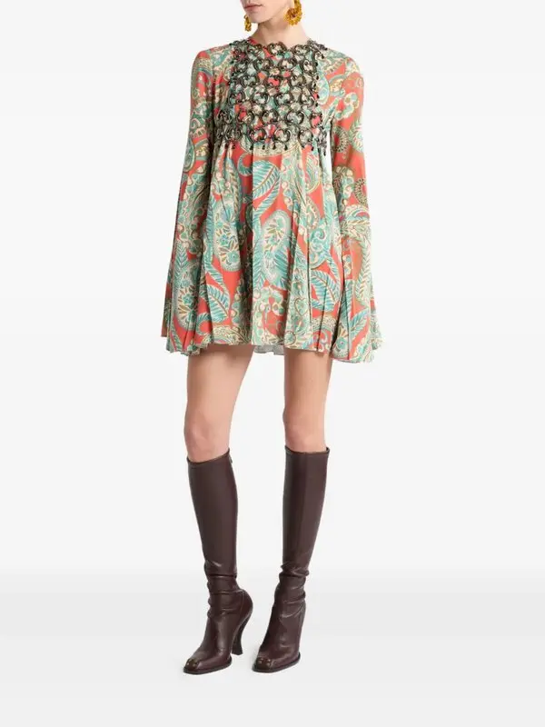 Etro Crop Top With See-through Metal Paisley Details
