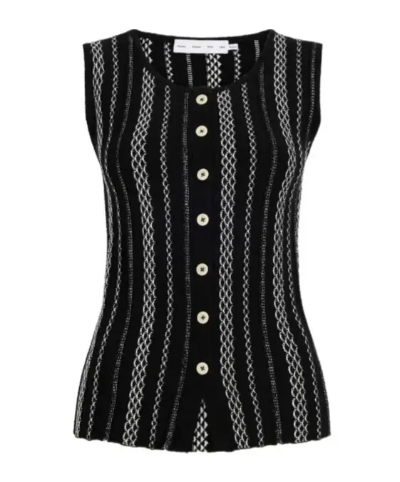 Proenza Schouler Alyna Textured Knit Button Vest