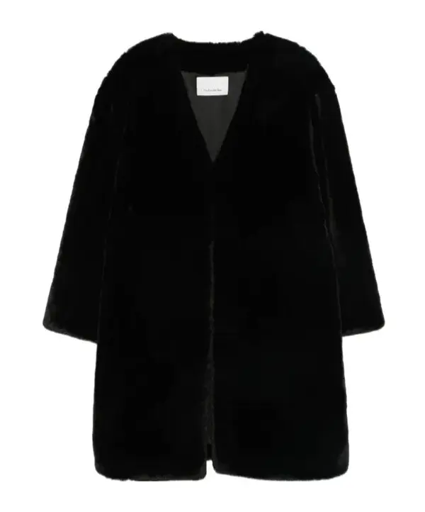 THE FRANKIE SHOP Matera Faux Fur Coat - Black