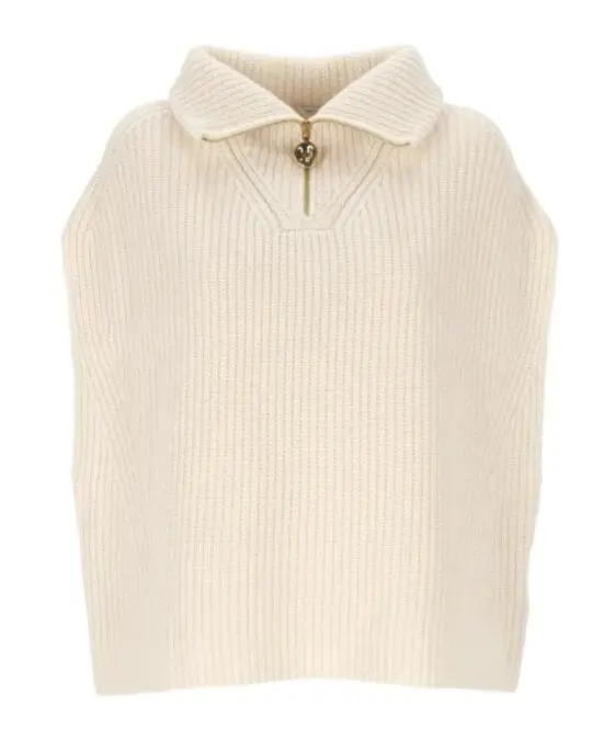 JOSEPH Rib-knit Half-zip Funnel-neck Top