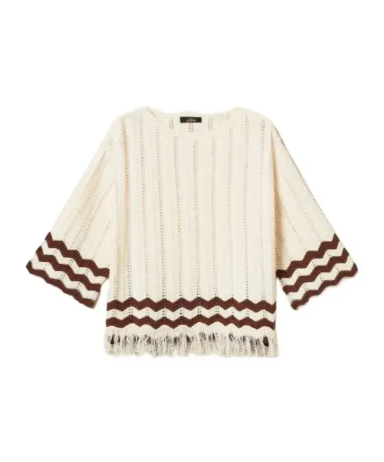 TWINSET Zigzag-print Fringed Top - White