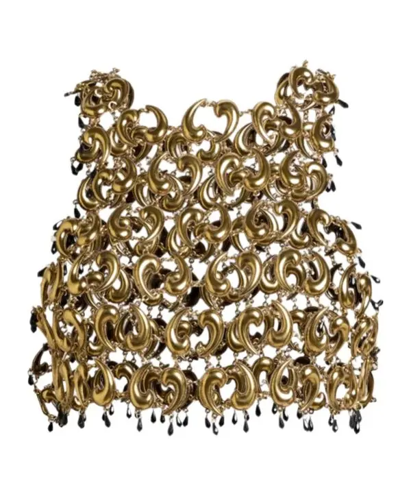 Etro Crop Top With See-through Metal Paisley Details