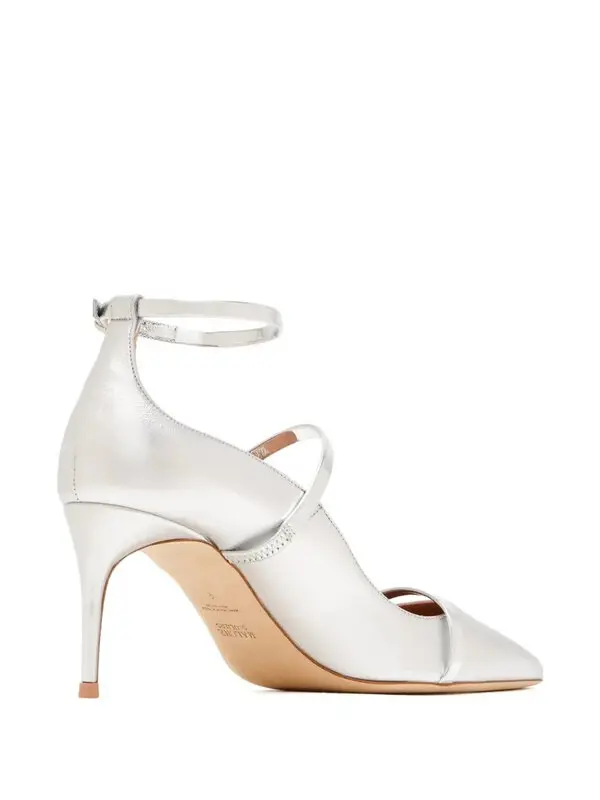 MALONE SOULIERS Pointed Toe Ankle Strap Pumps - White
