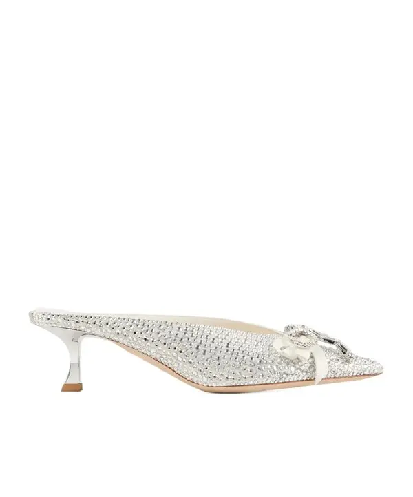JIMMY CHOO Embellished Pointed-toe Mules - White