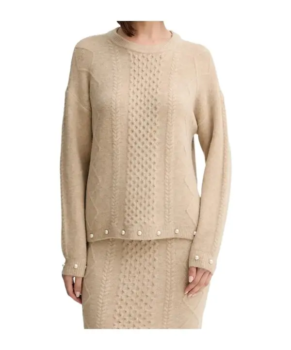 TWINSET Cable-knit Pearl-embellished Sweater