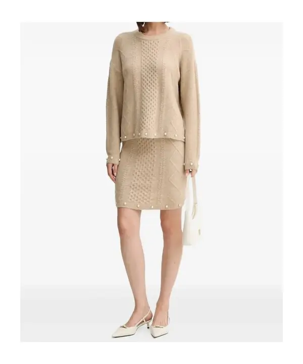 TWINSET Cable-knit Pearl-embellished Sweater