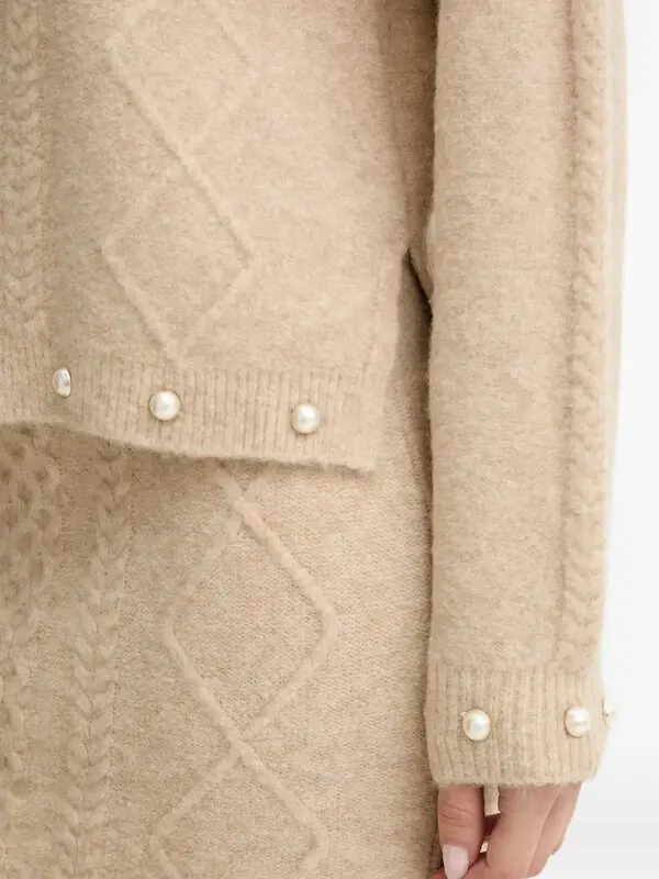 TWINSET Cable-knit Pearl-embellished Sweater