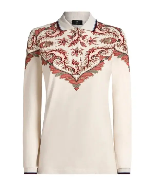 Etro Paisley-print Long-sleeve Polo Shirt