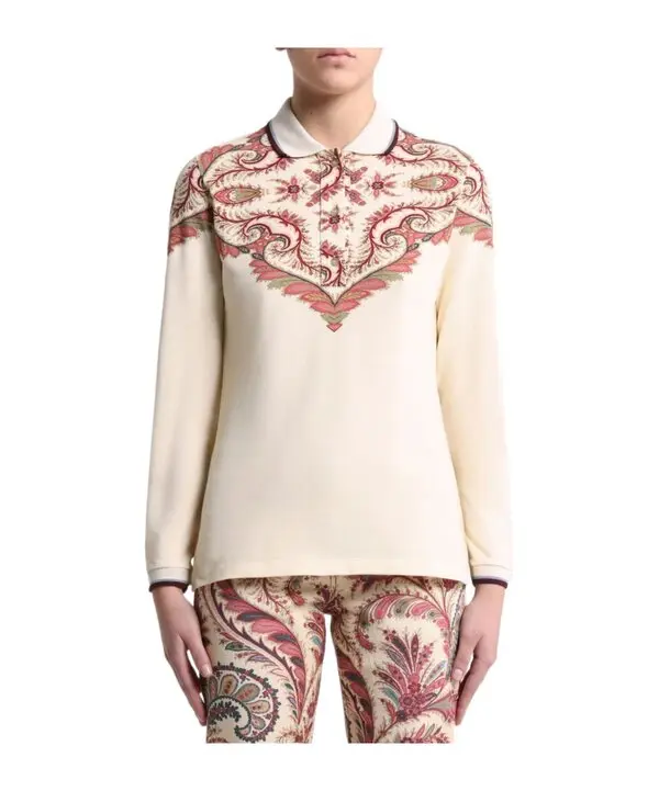 Etro Paisley-print Long-sleeve Polo Shirt
