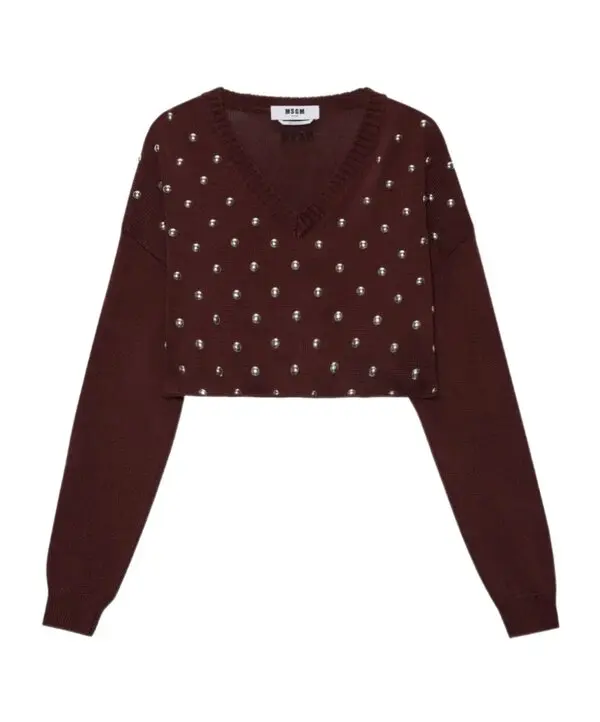 MSGM Studded V-neck Knitwear