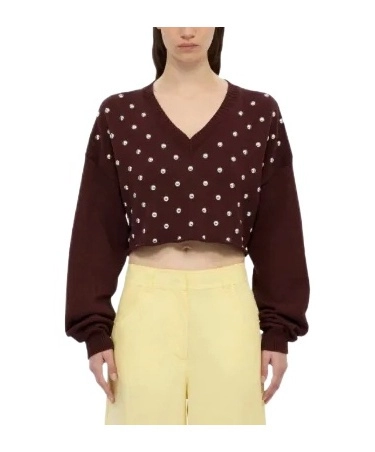 MSGM Studded V-neck Knitwear