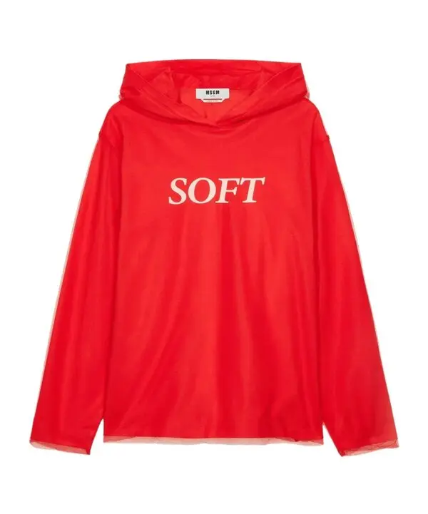 MSGM Long-sleeve Hooded Sweatshirt With Front And Rear Lettering