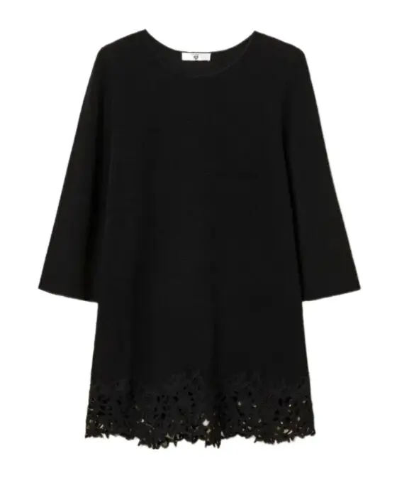 TWINSET Lace-hem Quarter-sleeve Tunic - Black
