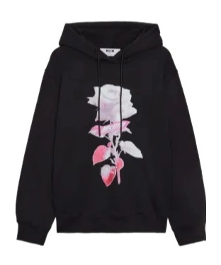 MSGM Rose-print Hoodie