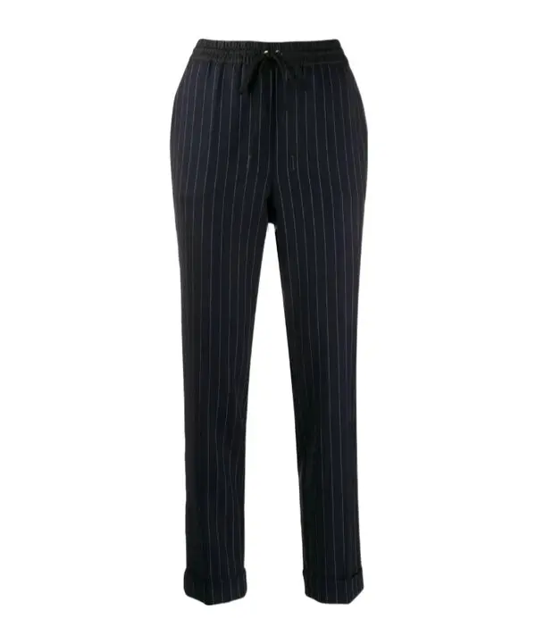 P.a.r.o.s.h Pinstriped Tailored Trousers With Rolled Cuffs - Black