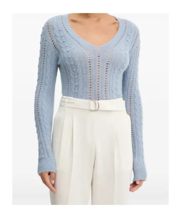 TWINSET Cable-knit V-neck Sweater