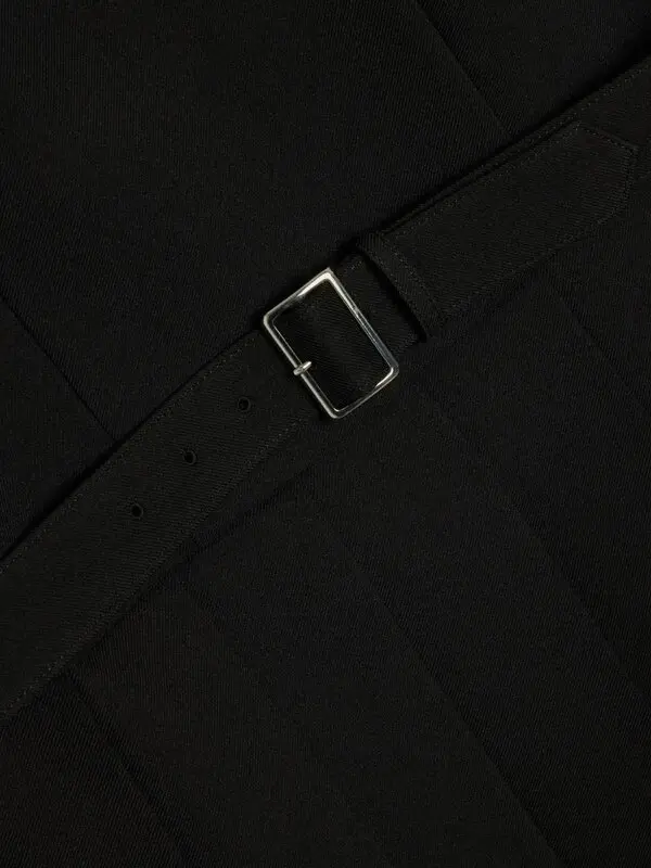 Comme Des Garçons Gabardine Belted Pleated Midi Dress