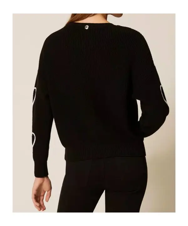 TWINSET Hearts-detail Long-sleeve Sweater - Black