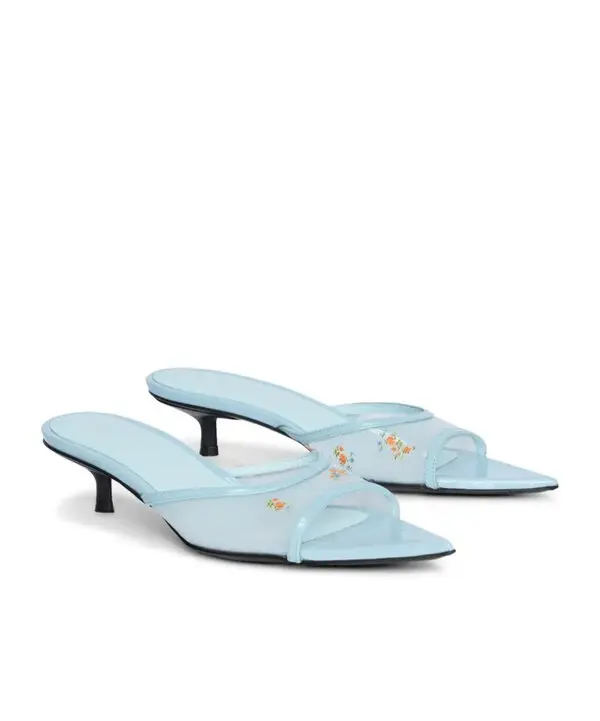 MSGM Floral-print Pointed-toe T-strap Sandals