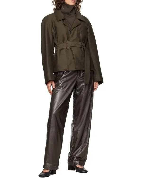 LEMAIRE Pleat Detailed Belted Straight Leg Pants