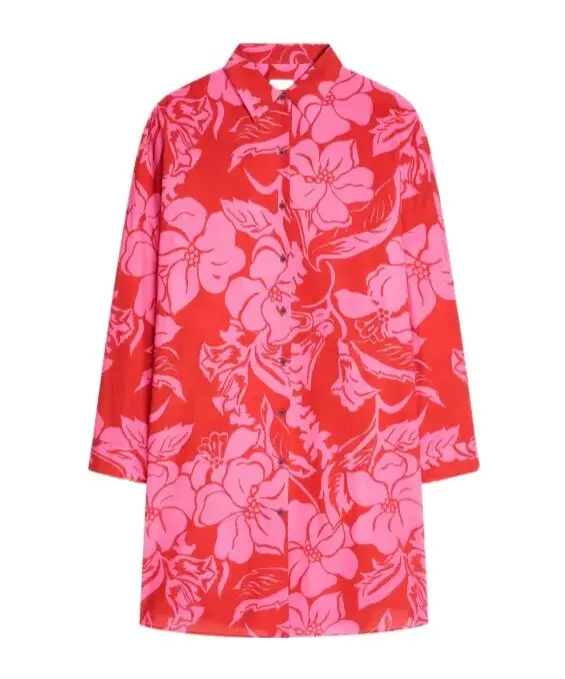 Dries Van Noten Floral Print Shirt Midi Dress