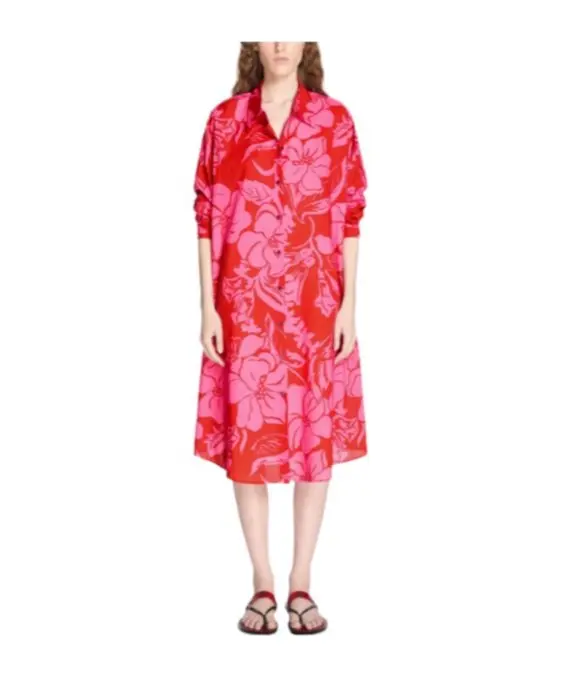 Dries Van Noten Floral Print Shirt Midi Dress