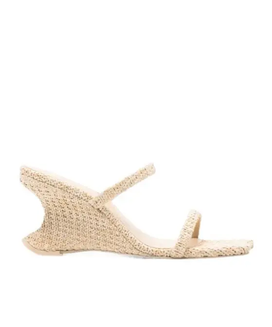 Cult Gaia Raven Woven Wedge Sandals - Nude
