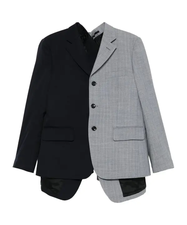 Comme Des Garçons Pinstriped Two-tone Jacket - Black